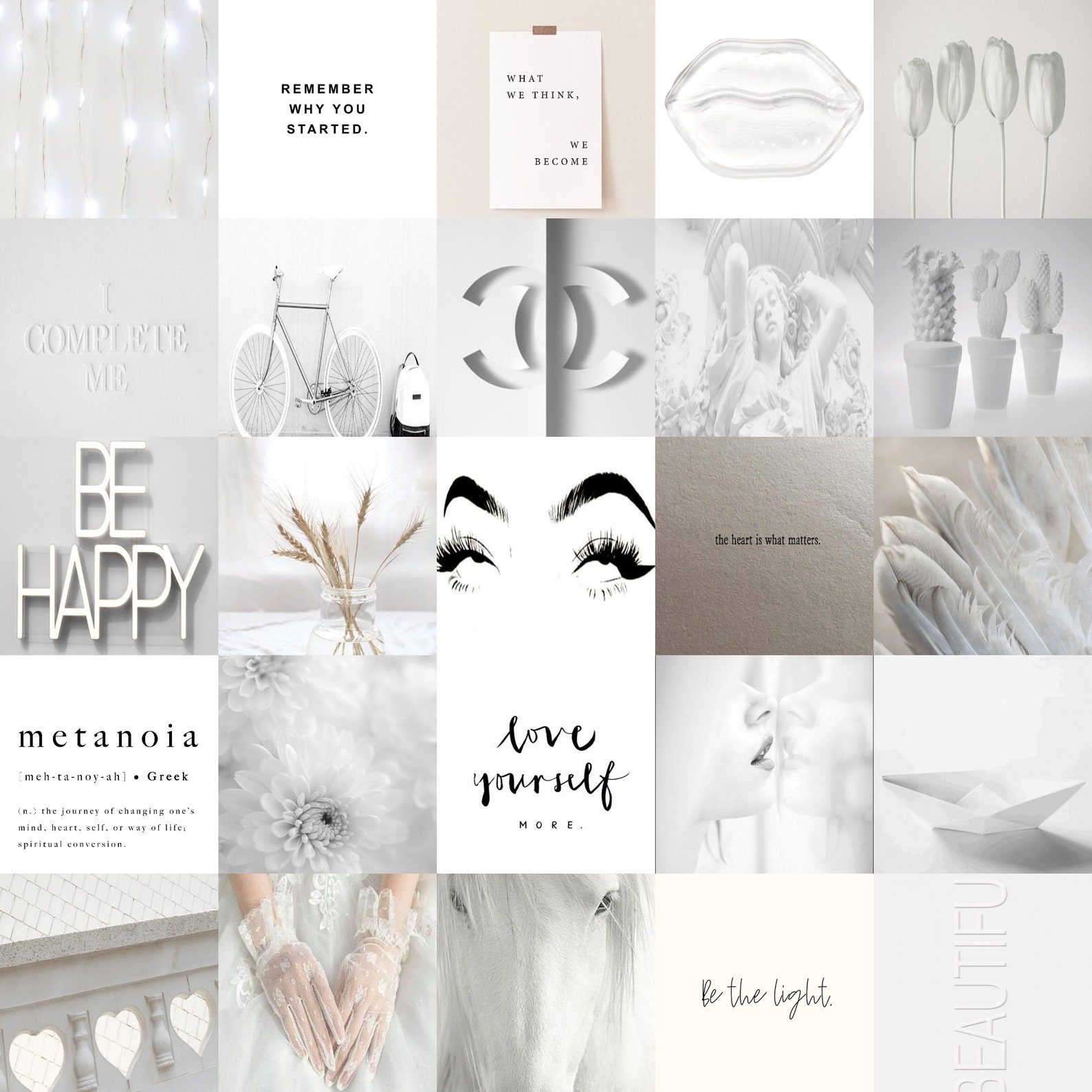 White Wall Collage Kit, White Collage Kit, White Wall Collage, White ...