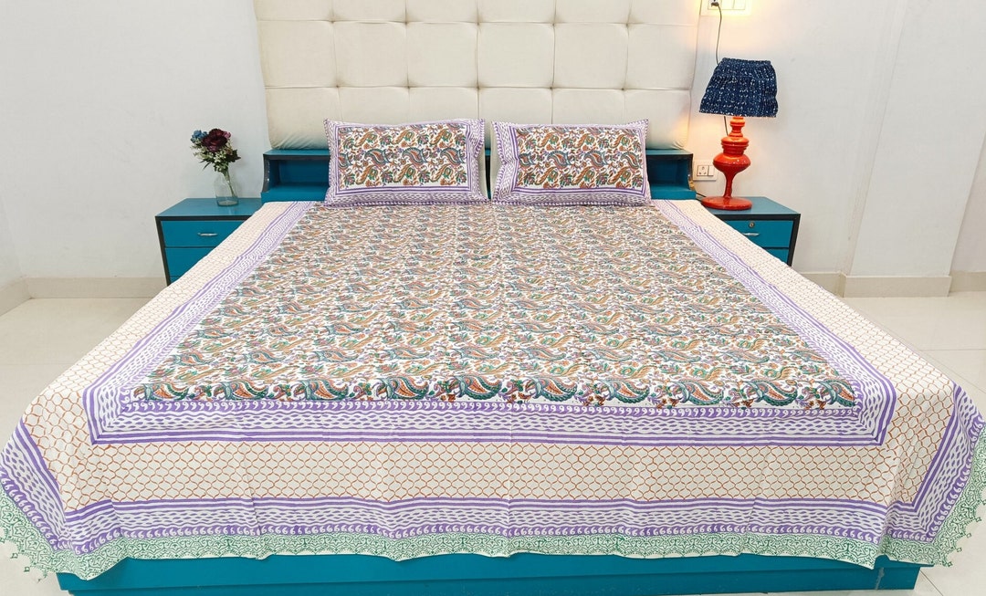 Premium Quality Block Print Bedspread Home Decor Cotton - Etsy