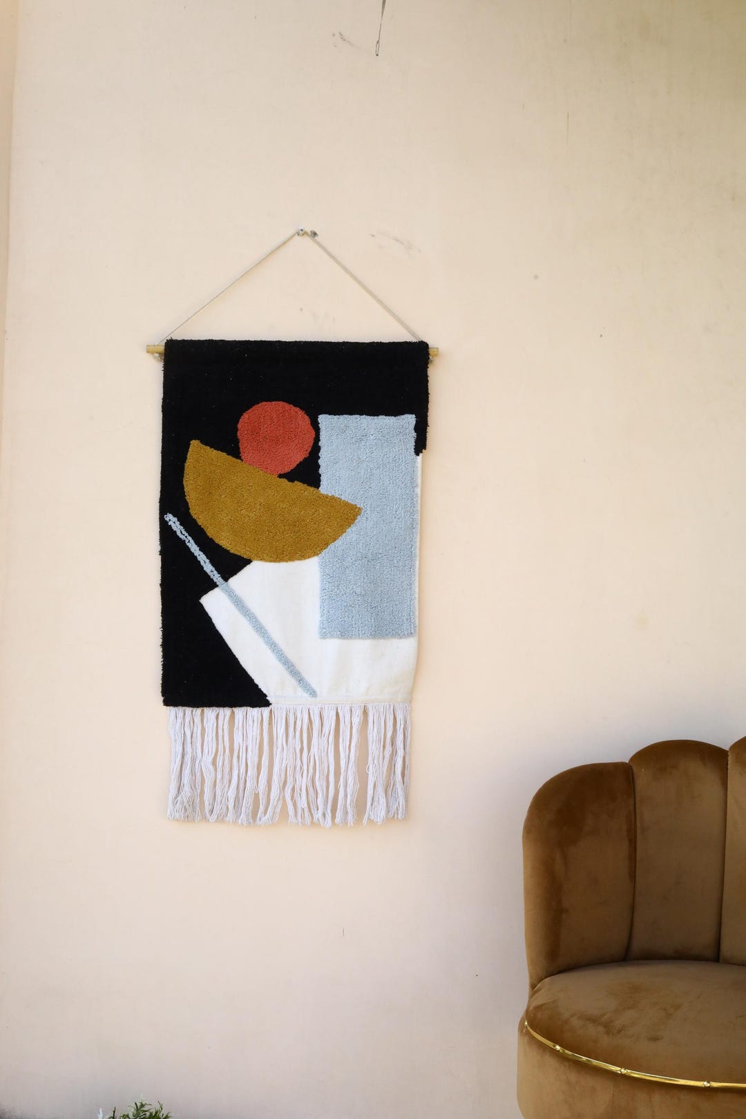 Portrait Style Tufted Wall Hanging, Abstract Textile Art Wall Decor ...