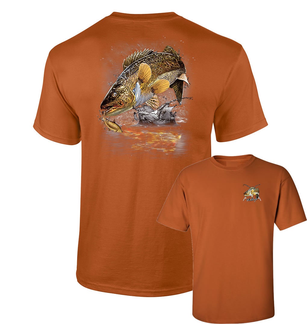 Jumping Walleye T-shirt, Walleye Chasing Lure Shirt , Fishing Tshirt ...