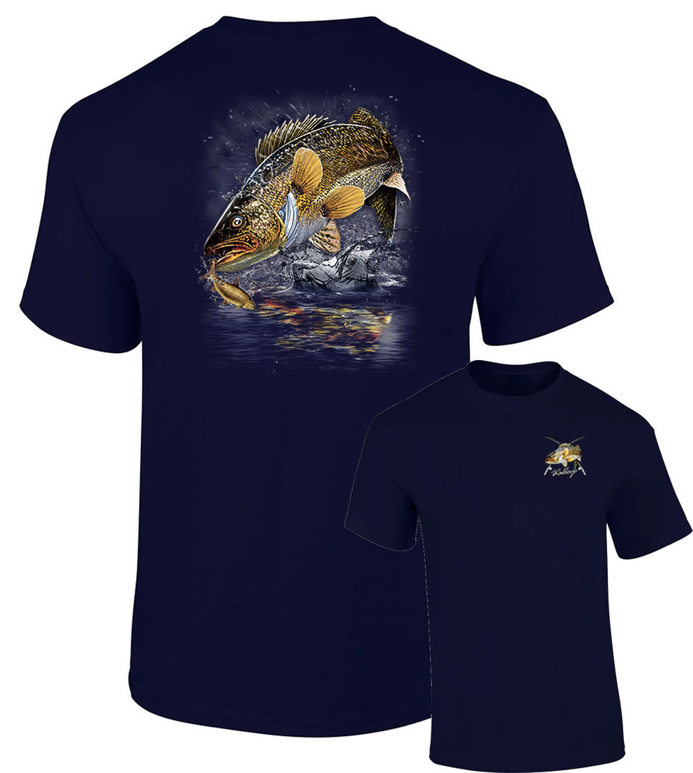 Jumping Walleye T-shirt, Walleye Chasing Lure Shirt , Fishing Tshirt ...
