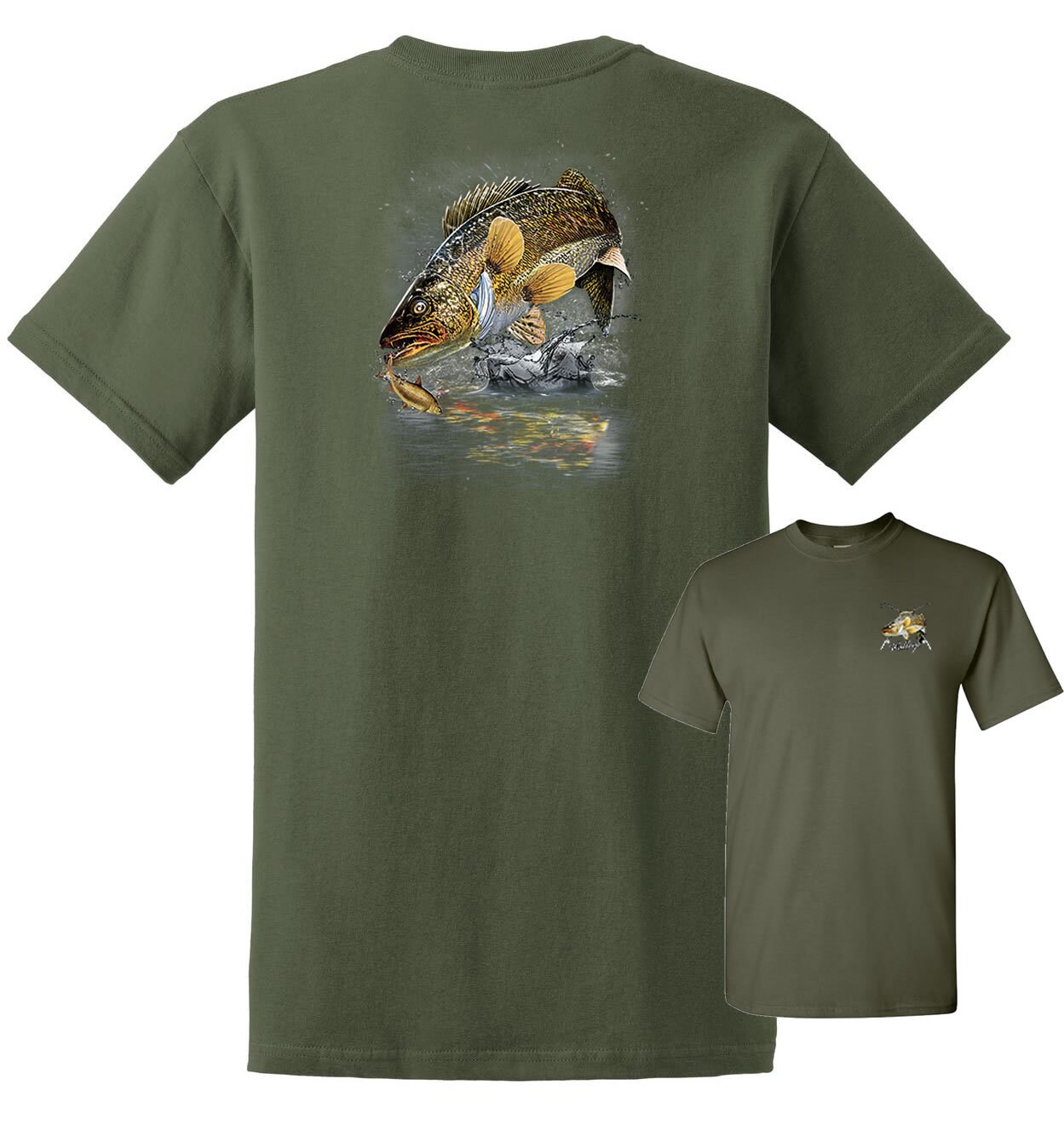 Jumping Walleye T-shirt, Walleye Chasing Lure Shirt , Fishing Tshirt ...