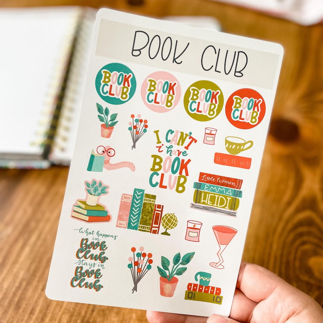 Planner Sticker Sheet: Fun Book Club Designs - Colorful Reading Theme ...
