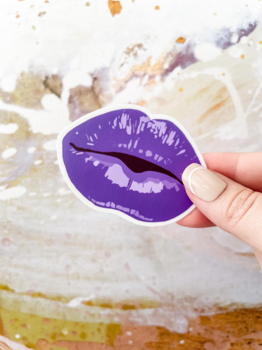 Purple Lips Vinyl Sticker, Waterproof Glam Look (standard Size) - Etsy