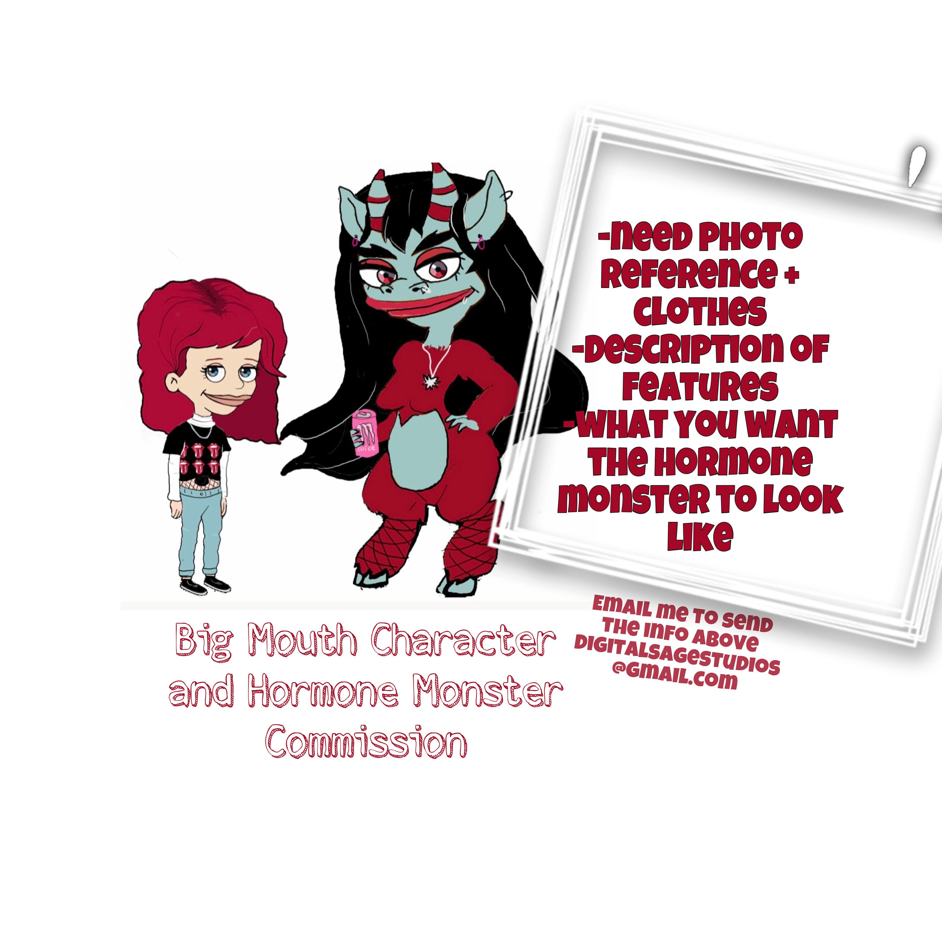 Big Mouth Character and Hormone Monster Commisions | Etsy