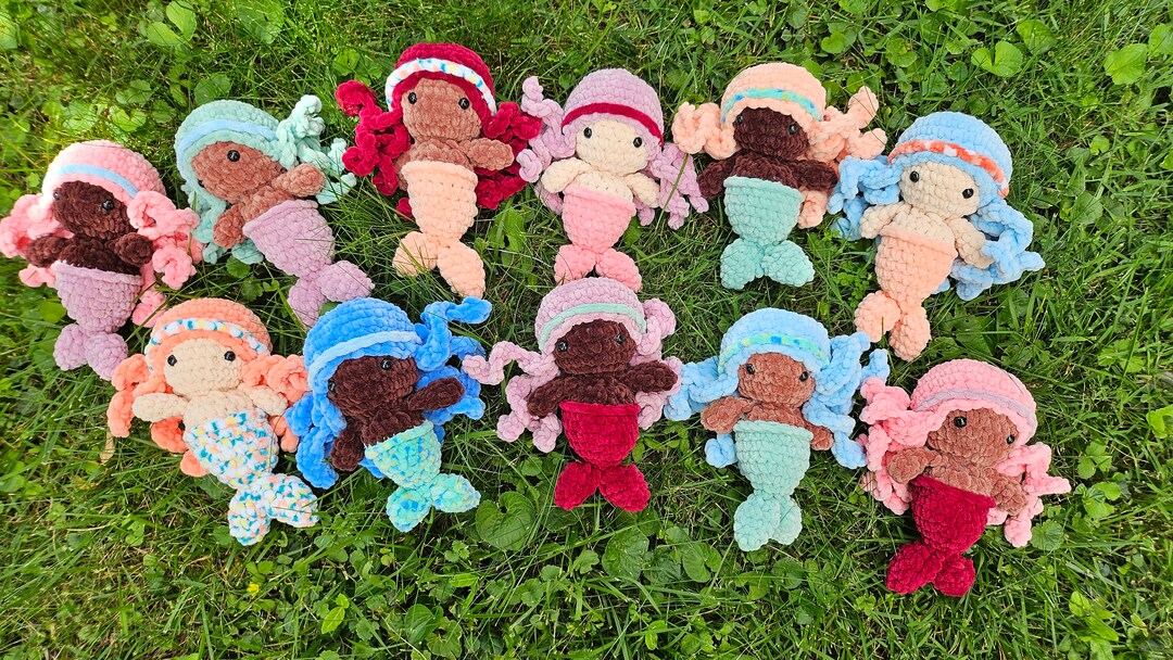 Mini Mermaid Plushie, Small Mermaid Toy, Crochet Mermaid Doll, Merbabe ...