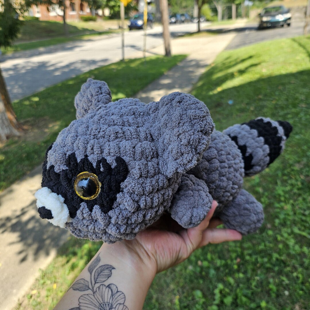 Crochet Raccoon Plushie, Trash Panda, Handmade Crochet Stuffed Animal ...