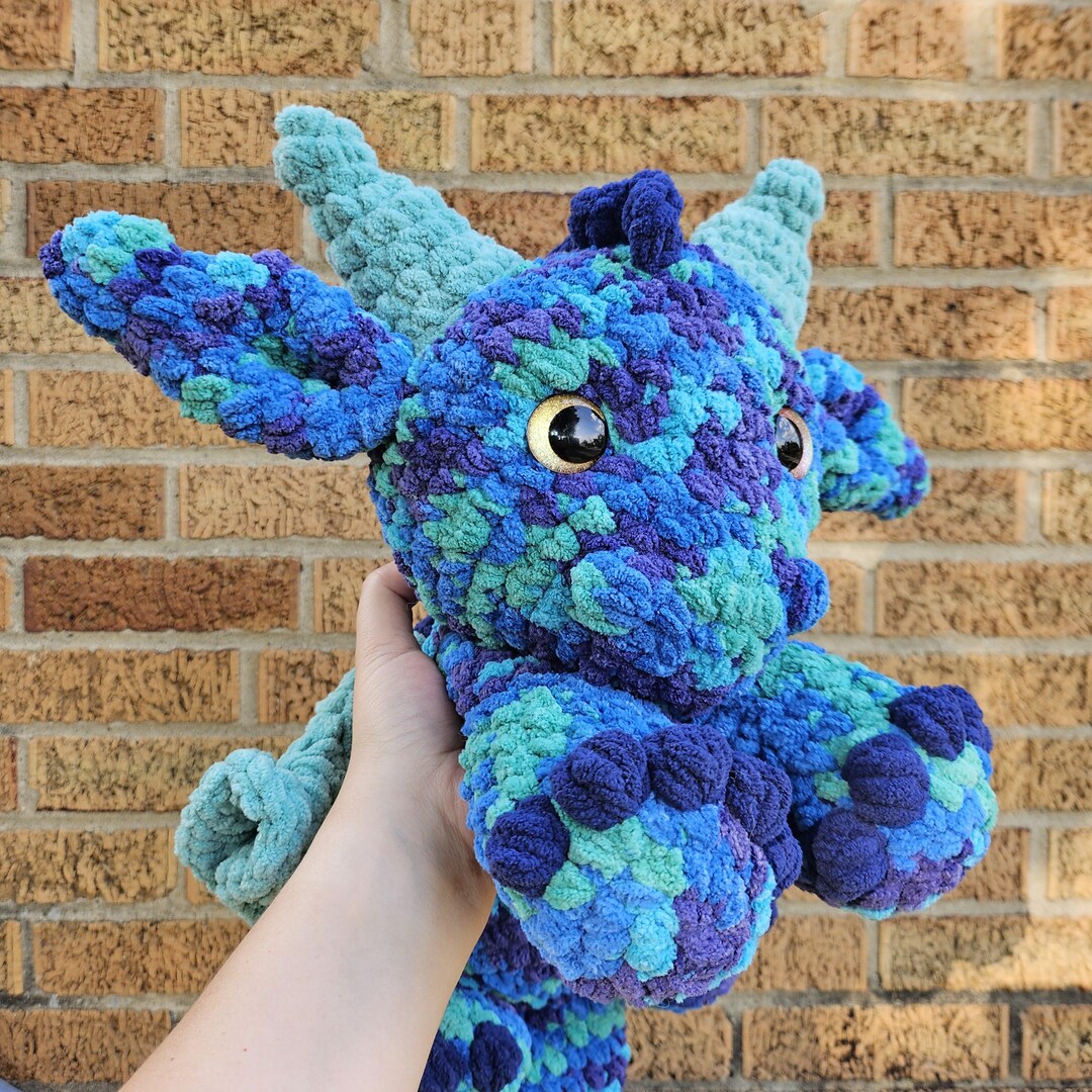 Handmade Crochet Dragon Snuggler, Flat Cuddler for Kids, Large Soft ...