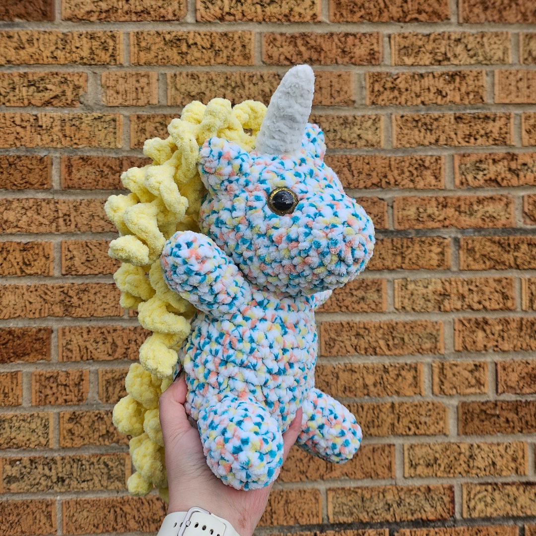 Crochet Unicorn Plushie, Fantasy Stuffed Animal, Chunky Huggable ...
