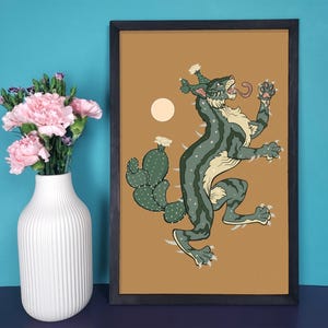 Rampant Cactus Cat - 11x17 Print - Etsy