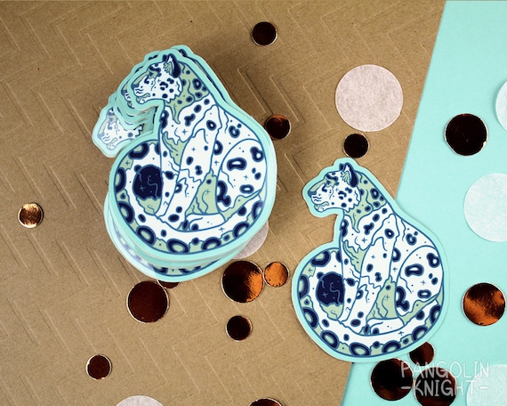 Snow Leopard Vinyl Sticker - Etsy