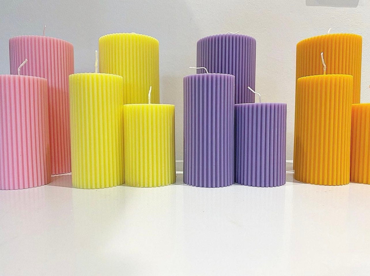 Ribbed Pillar Candle Set - Etsy