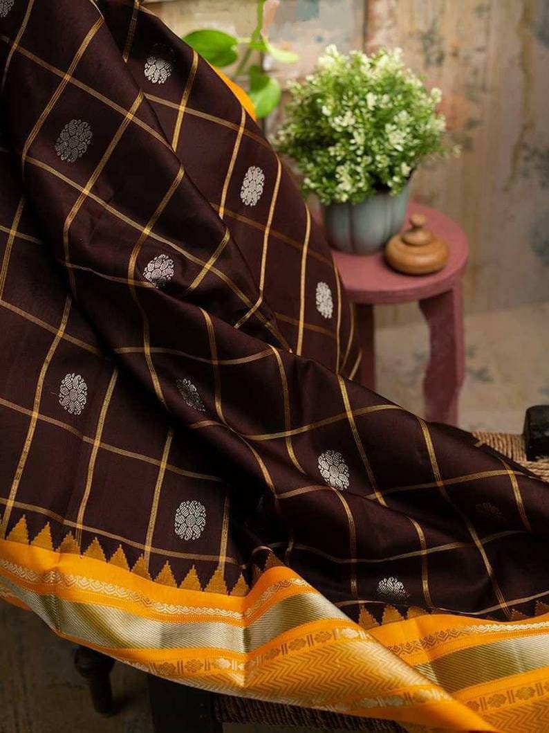 Traditional Kanchipuram Soft Silk Weaving Work Saree With - Etsy India