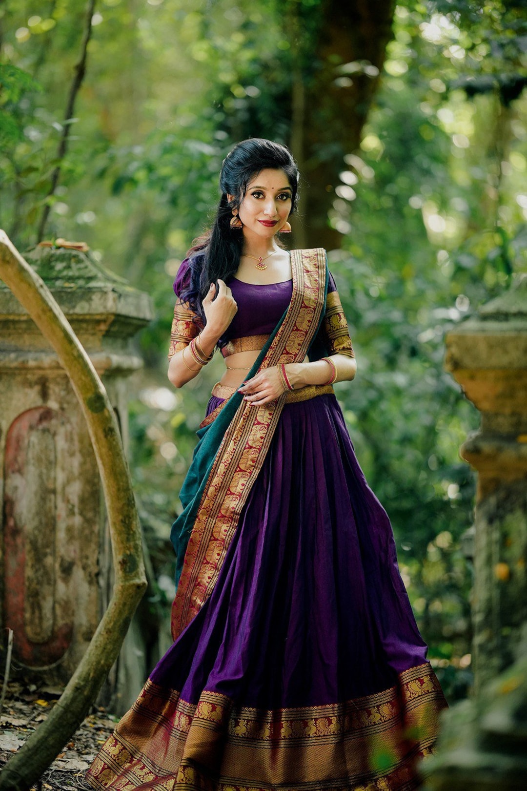 Narayanpet Lehenga, Silk Half Saree Lehenga, Banarasi Pure Zari Waving ...