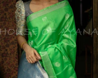 Indian Kanchipuram Soft Silk Weaving Work Saree With - Etsy