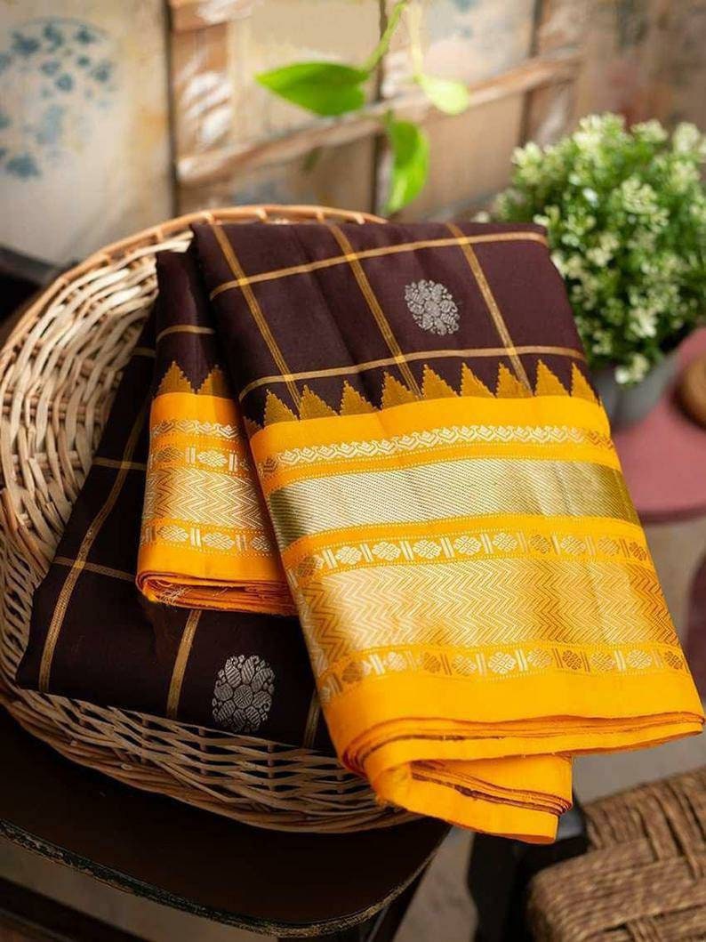 Traditional Kanchipuram Soft Silk Weaving Work Saree With - Etsy India