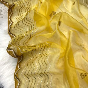 Yellow Color Organza Saree With Zardosi Hanwork - Etsy