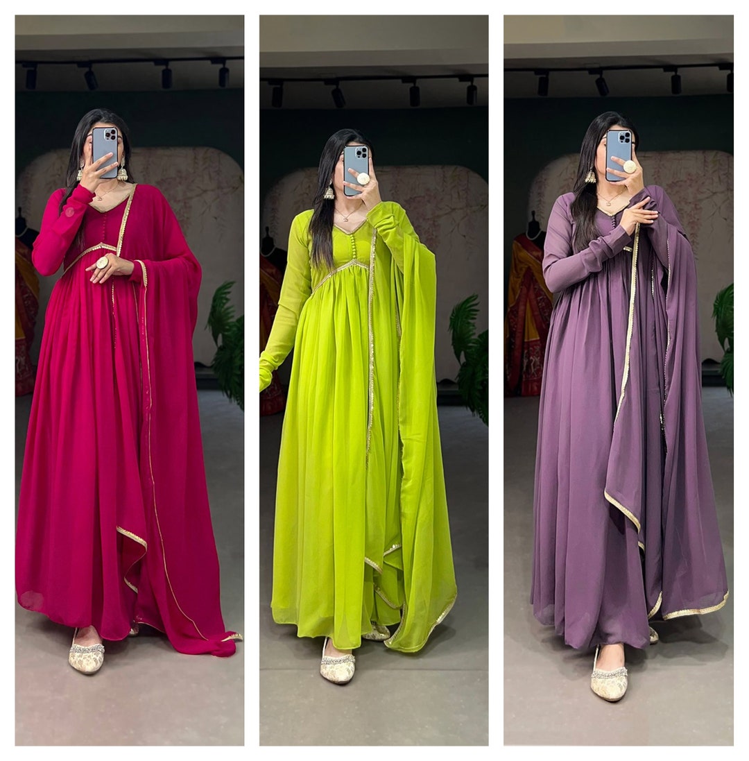 Long Anarkali Long Dress, Alia Cut Dress, Gown, Georgette Fabric Dress ...