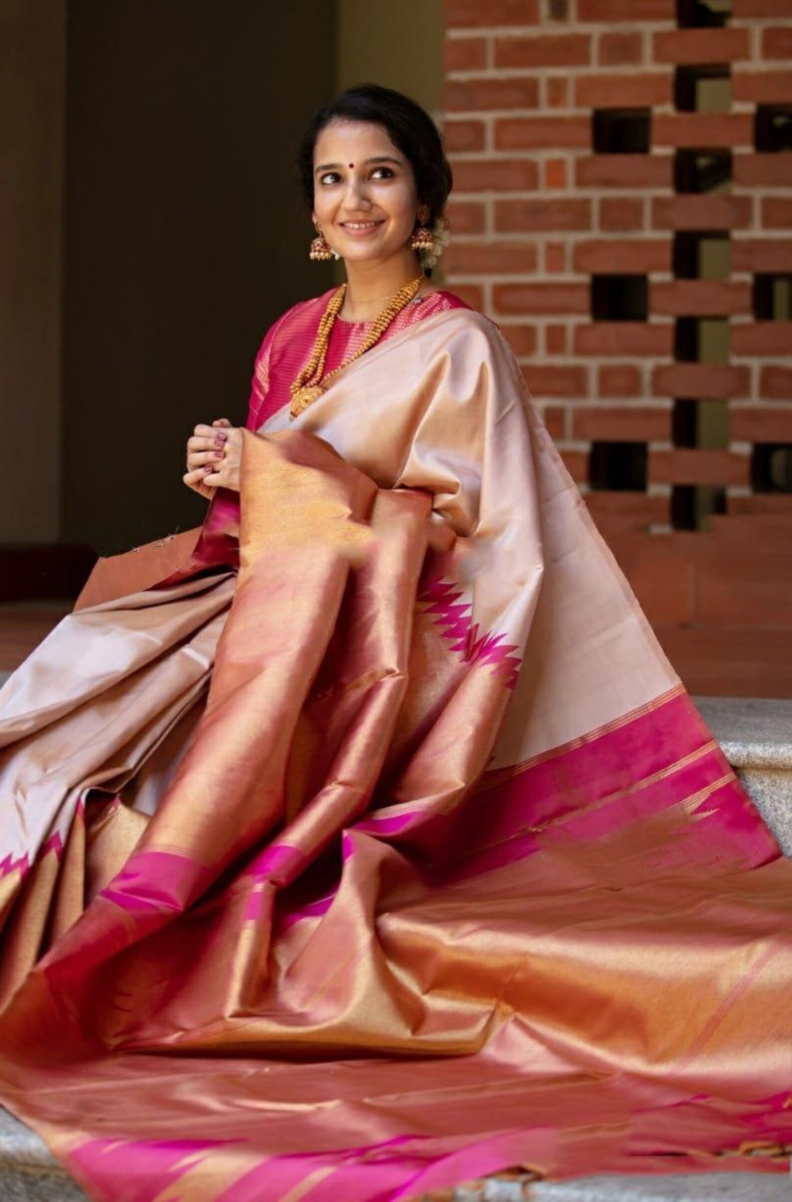 Buy Indian Kanchipuram Soft Silk Weaving Work Saree With Online in India - Etsy