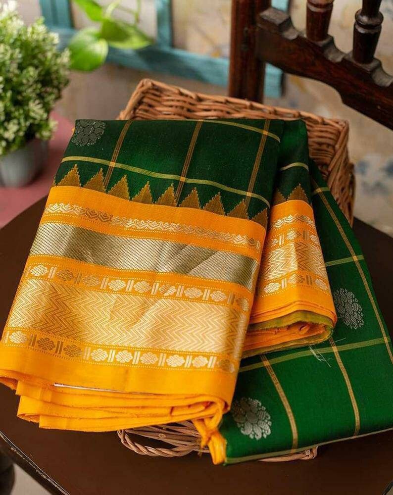 Traditional Kanchipuram Soft Silk Weaving Work Saree With - Etsy India