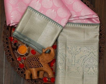 Traditional Kanchipuram Soft Silk Weaving Work Saree With - Etsy India