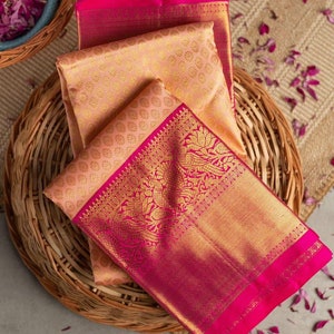 Indian Kanchipuram Soft Silk Weaving Work Saree With - Etsy