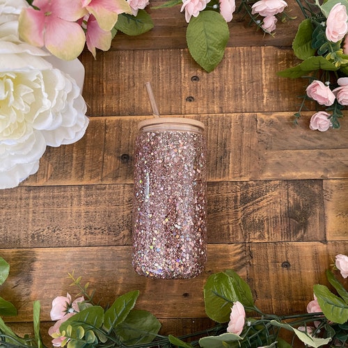 Snow Globe Glass Can Pink Hearts Glitter - Etsy