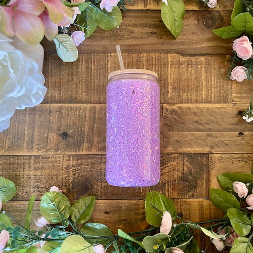 Snow Globe Glass Can Pink Hearts Glitter - Etsy