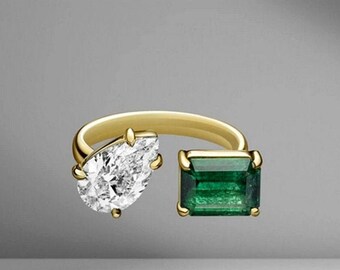 Two Stone Open Ring - Etsy