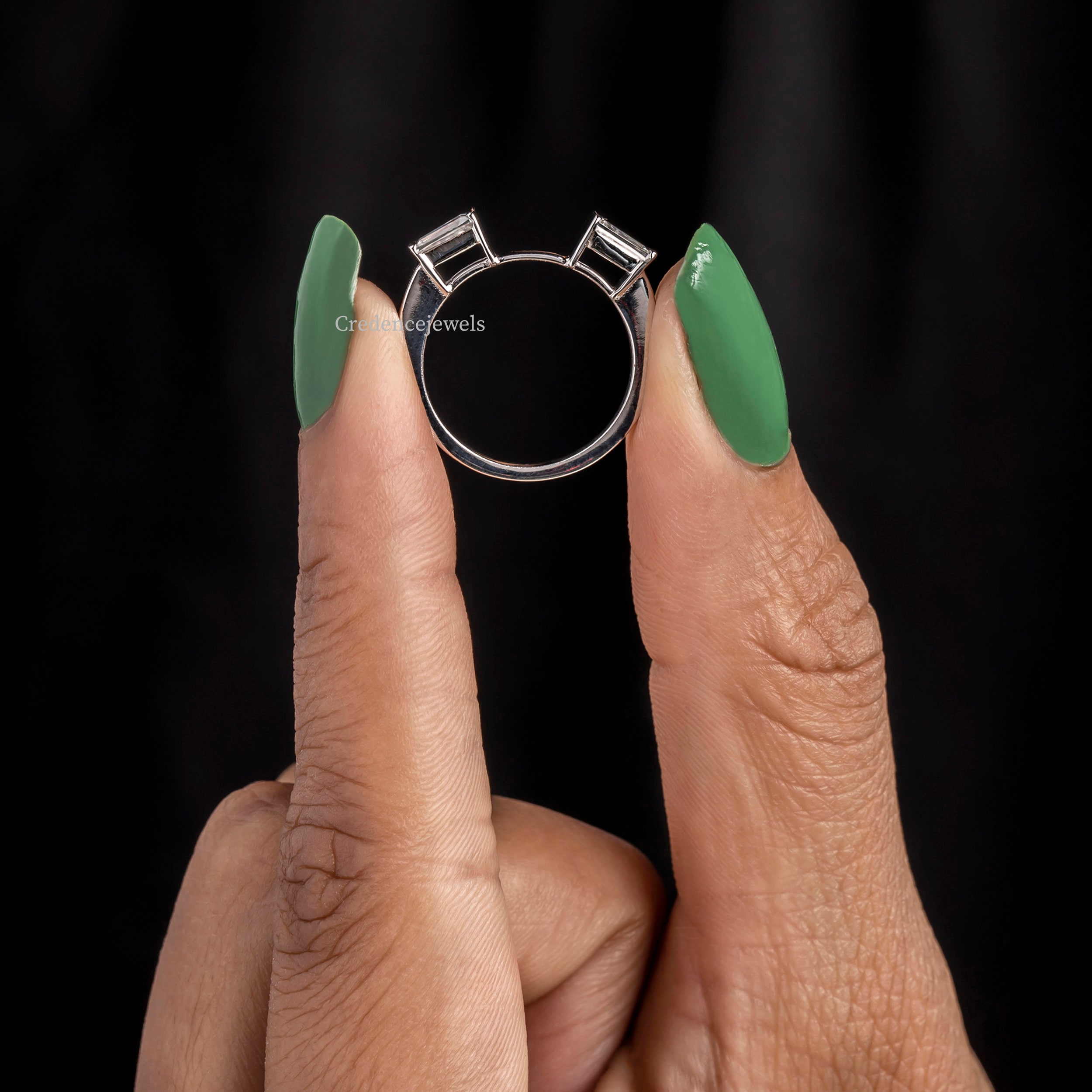 Trio Bridal Ring Set Engagement Ring Three Stone Bridal Ring - Etsy