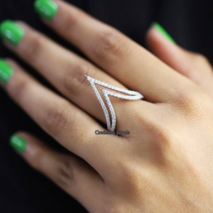 Double Row Deep V Shape Band, Pointed Ring, Nesting Band, Stackable ...