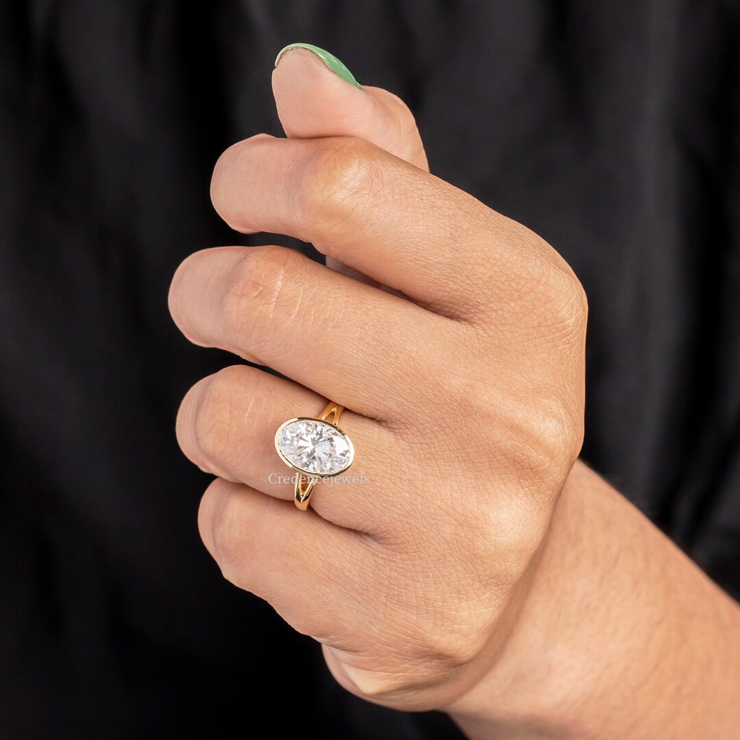 Solitaire Oval Cut Moissanite Ring, Engagement Ring, Solitaire ...