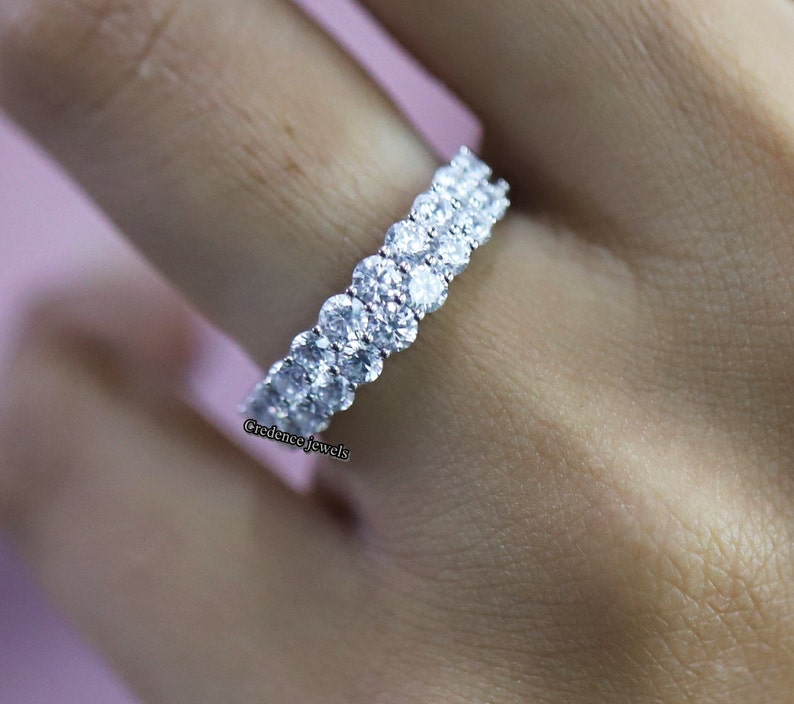 Half Eternity Wedding Band, Two Row Band, Double Row Band, Round ...