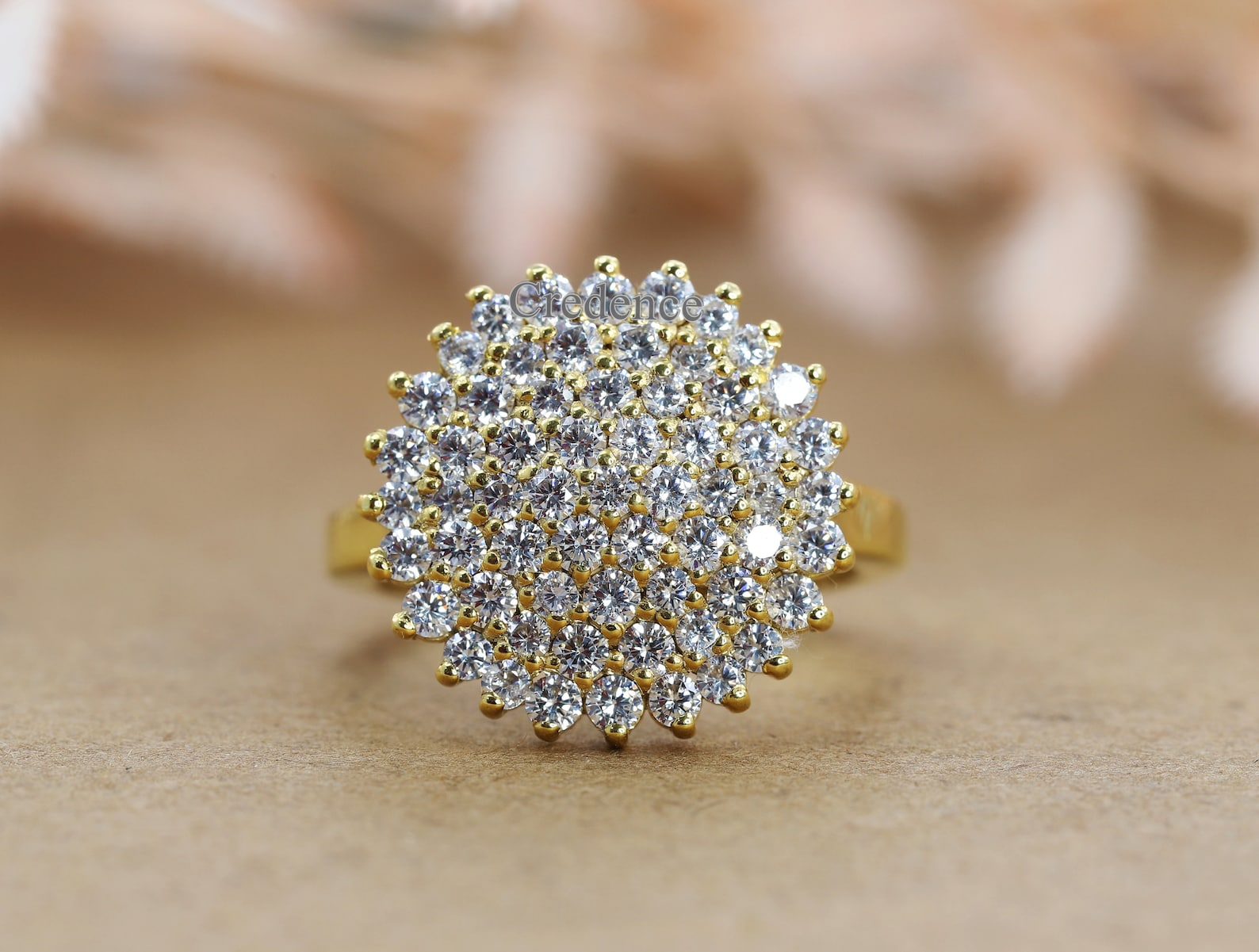 Cluster Flower Ring Vintage Style Ring Cocktail Diamond - Etsy