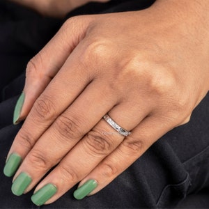 Filigree Floral Engraving Band, Minimalist Dainty Flower Band, 14K ...