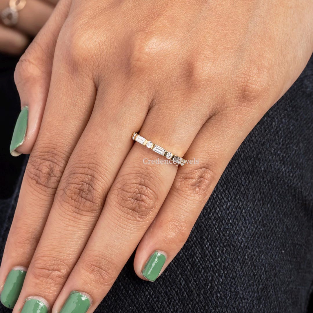 Dot Dash Design Diamond Band, Bar Setting Wedding Band, Half Eternity ...