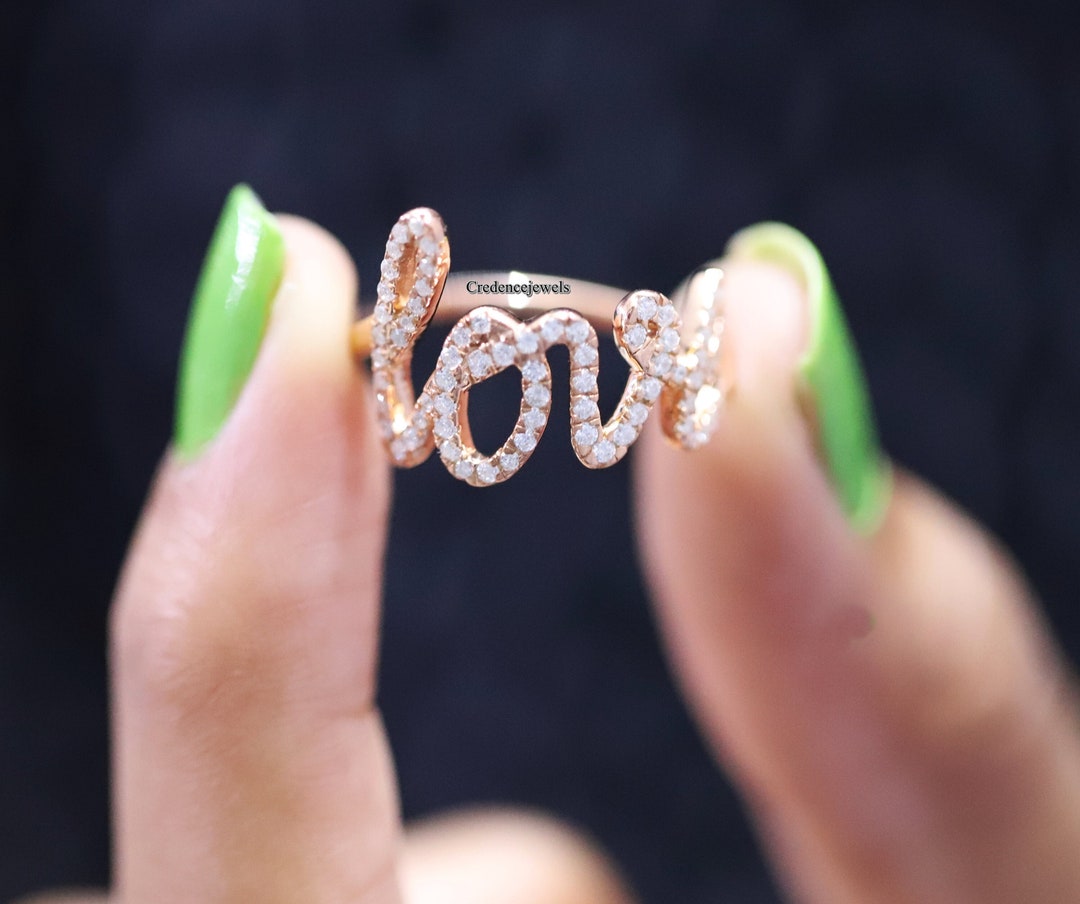 Love Script Ring Cursive Love Band Handwritten Love - Etsy