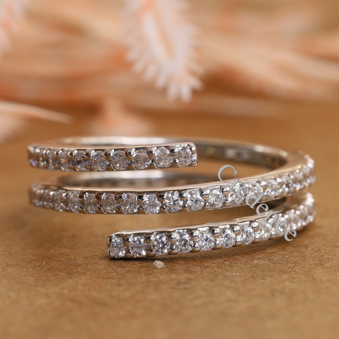 Spiral Wrap Around Diamond Ring, Open Wrap Spiral Ring, Full Eternity ...