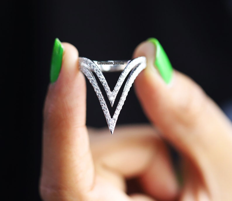 Double Row Deep V Shape Band Pointed Ring Nesting Band - Etsy