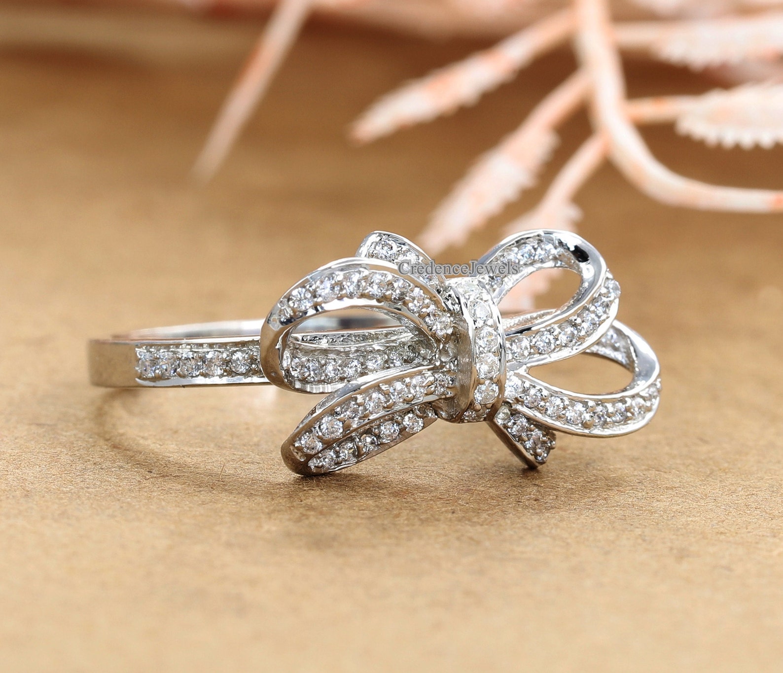 Ribbon Bow Ring Diamond Bow Cocktail Rings Designer Party - Etsy