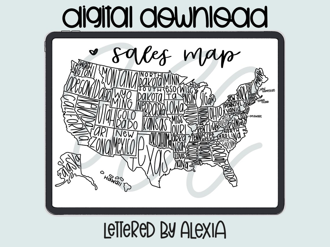 Sales Map Digital Download Sales Map Fill-in Image US Sales - Etsy