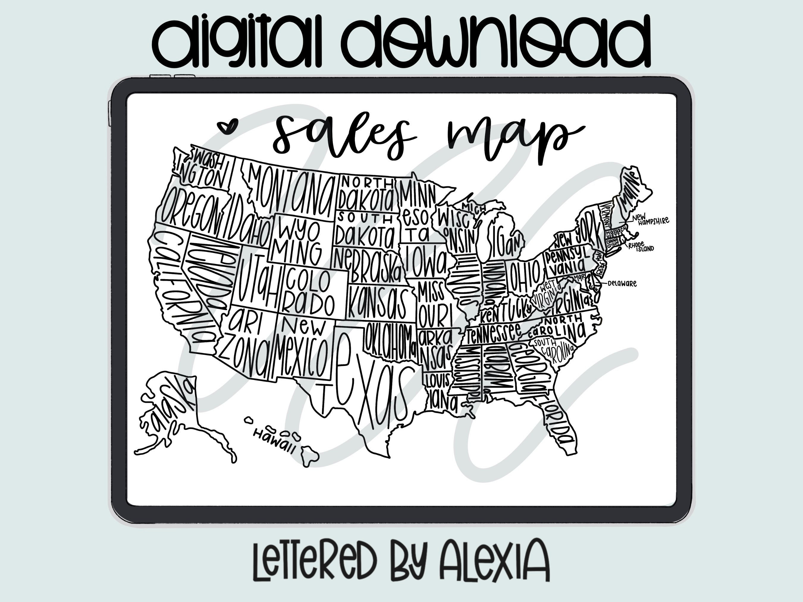 Sales Map Digital Download Sales Map Fill-in Image US Sales - Etsy