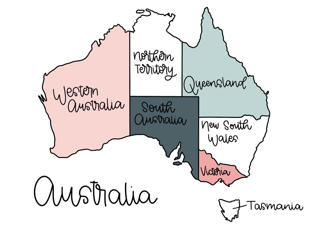 Australia Map Australia Digital Map Instant Download Map - Etsy