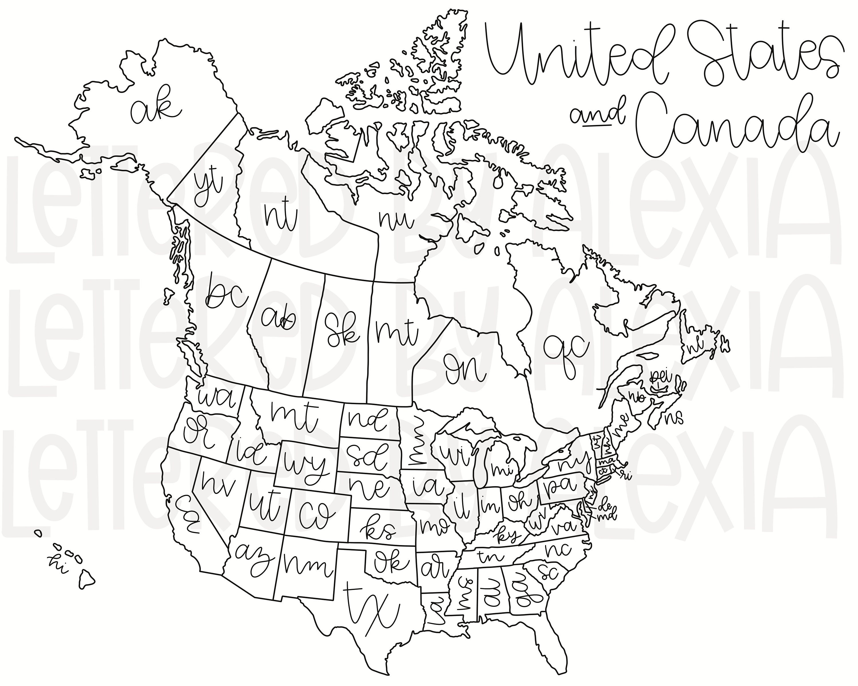 Digital Download Map Instant Download Map United States and - Etsy Canada
