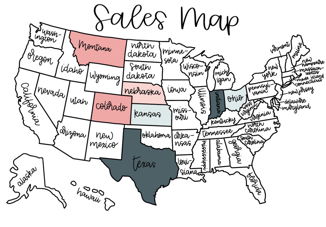 United States Sales Map Sales Map Small Business Sales Map - Etsy