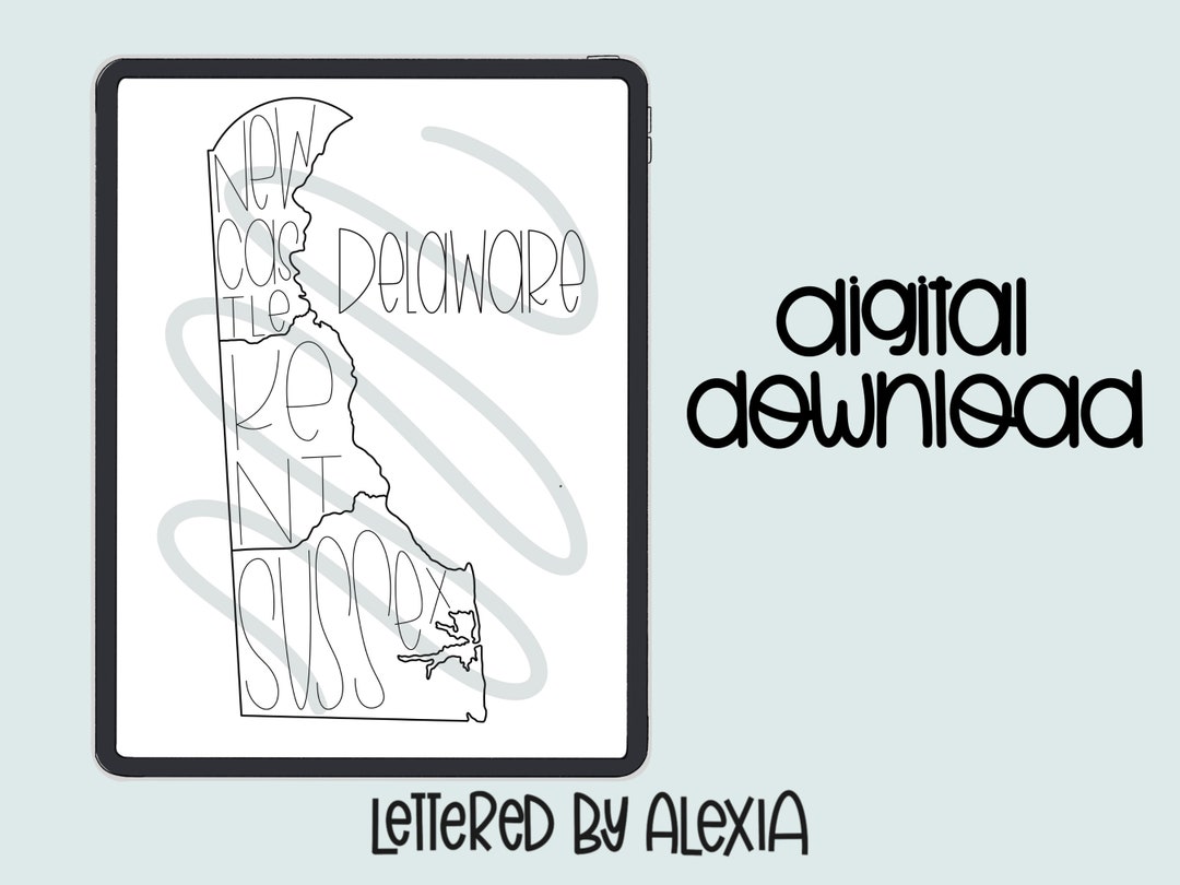 Delaware Counties Map, Delaware Map, Printable Map, Dowloadable Map, Instant Download, Tracking ...