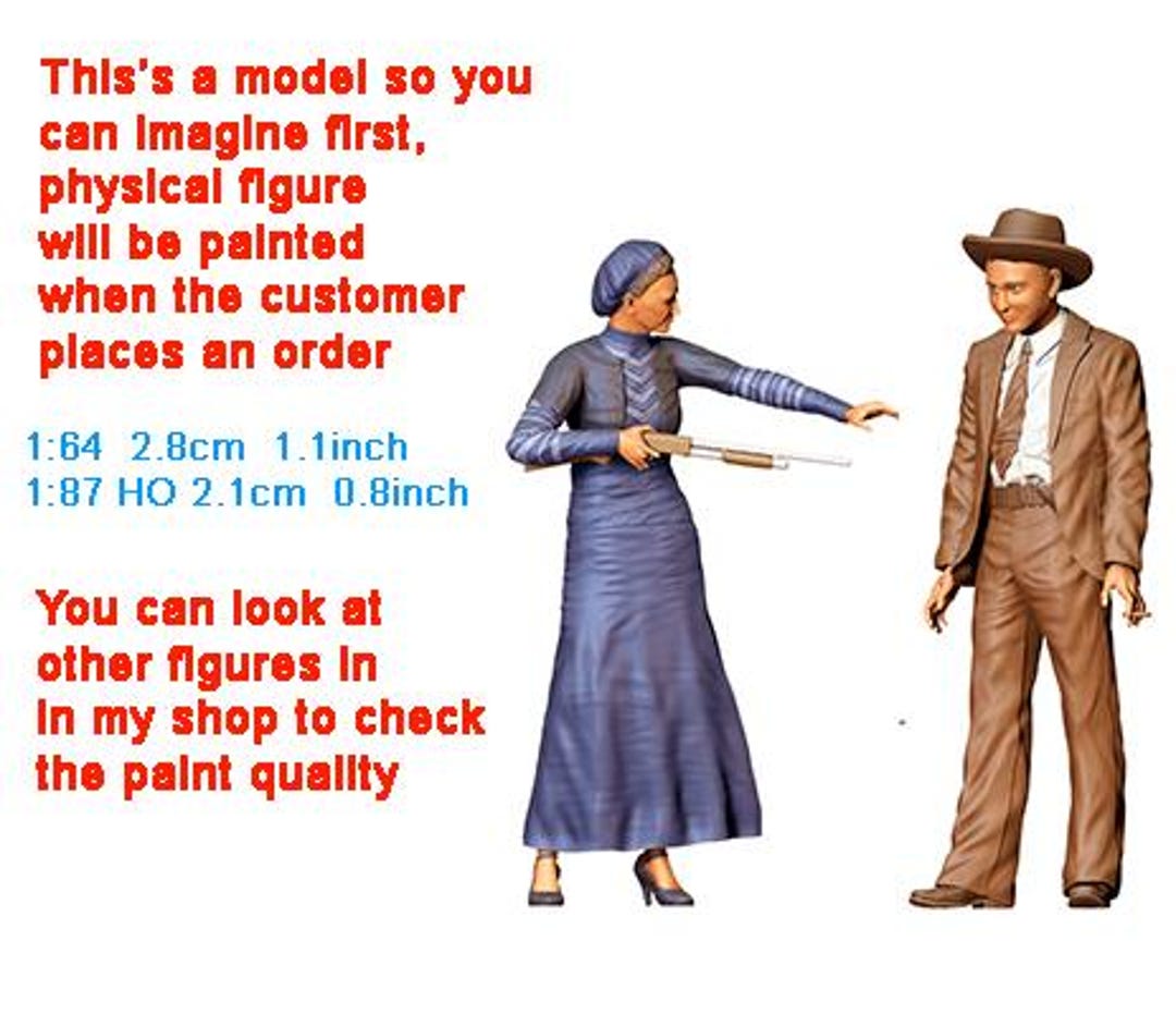 Bon and Clyde Figure HO 1/64 43 24 18 Scale Handpaint High Detail BL - Etsy