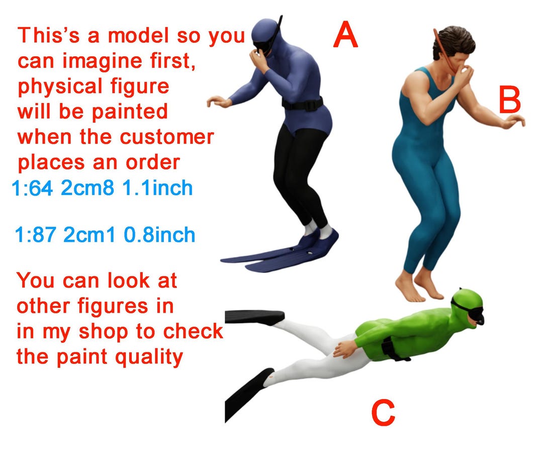 Scuba Diver Figure 1:18 to 1/64 HO Scale Handpaint High Detail - Etsy