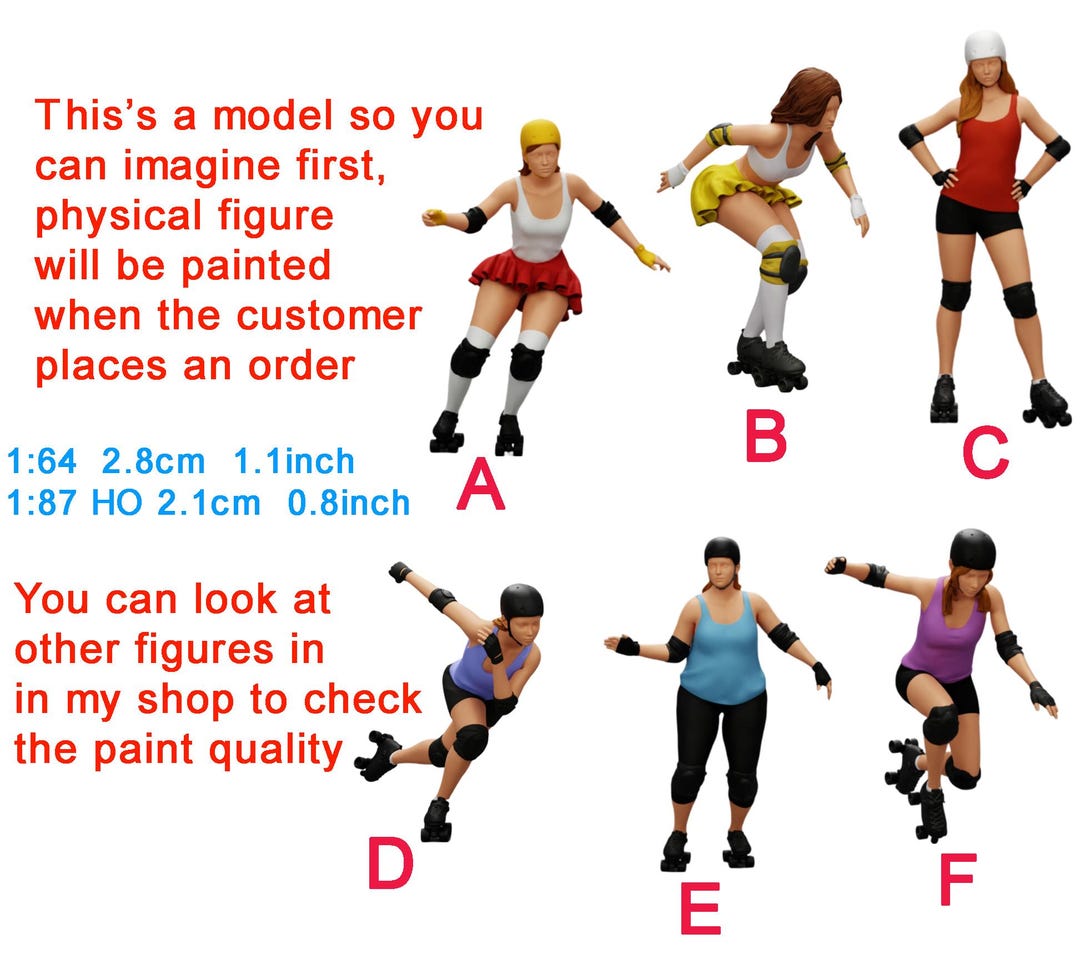 Skate Figure HO 1/64 43 24 1/18 Scale Handpaint High Detail - Etsy