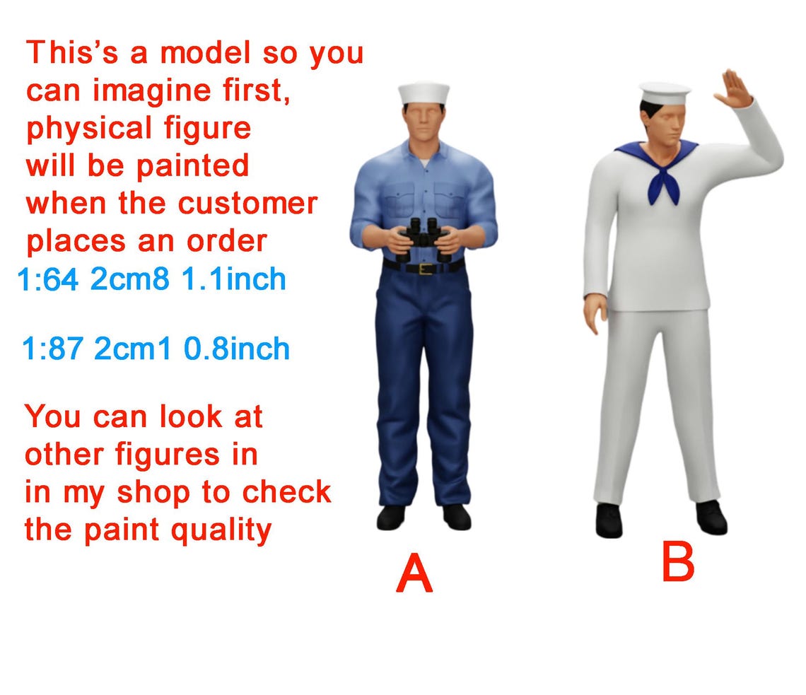 Navy Figure HO 1/64 43 24 1/18 Scale Handpaint High Detail NAVY - Etsy